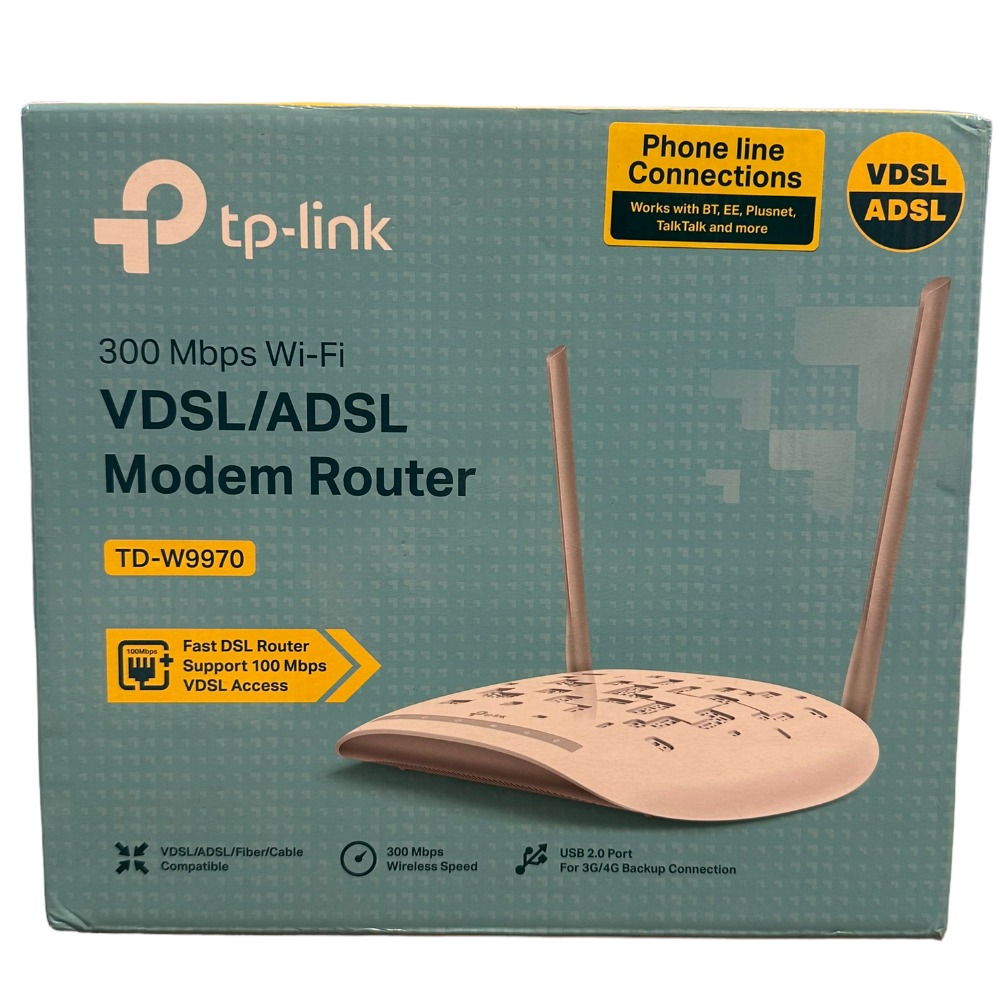 Pre-owned TP-Link VDSL/ADSL 300 Mbps Modern Router (Boxed) - Own4Less